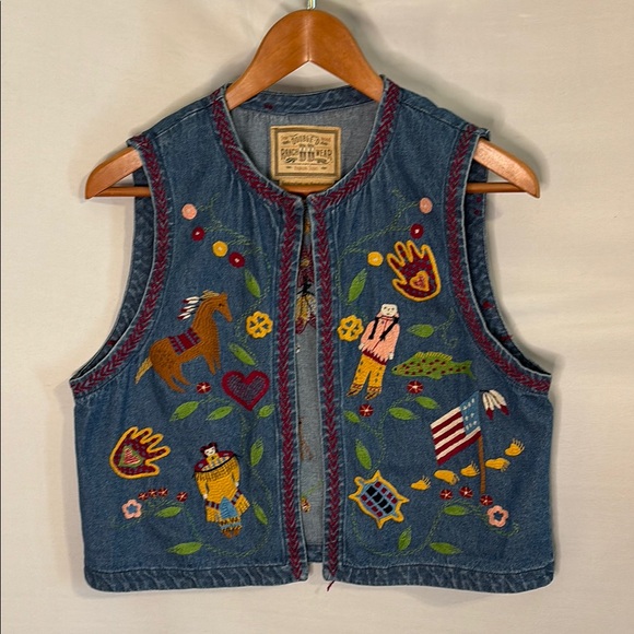 Double D Ranch | Tops | Double D Ranch Vintage Embroidered Denim Vest ...